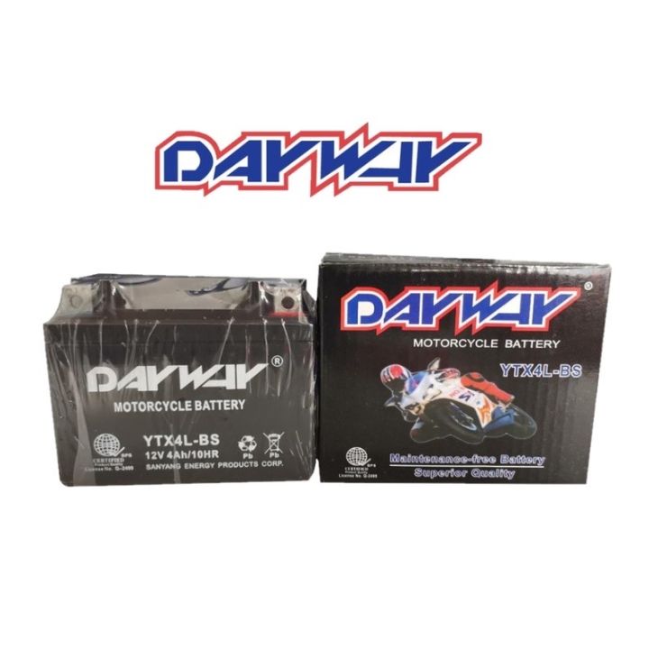 Dayway 4L 12v Motorcycle Battery YTX4L-BS | Lazada PH