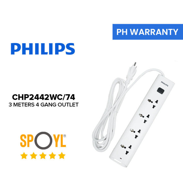Philips 4 Way Universal Extension Socket with Master Control 3 Meters ...