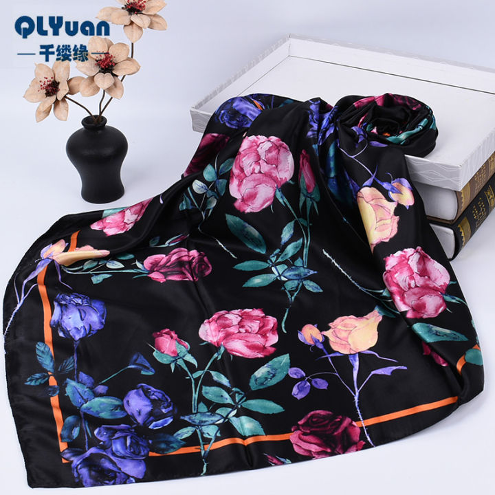 GD055 Women Ladies Fashion Printed Soft Silk Shawl Wraps Scarf Scarves ...