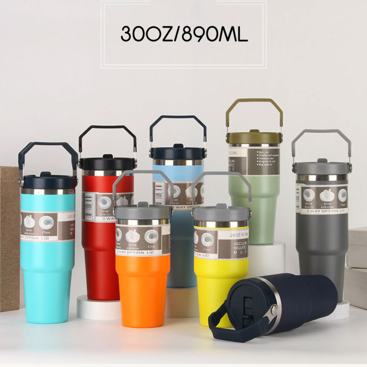 การมาถึงใหม่ แก้วเก็บความเย็น แบบใหม่มีที่จับ หูหิ้ว แก้วกาแฟ แก้วสแตนเลส304/890ml | Lazada.co.th