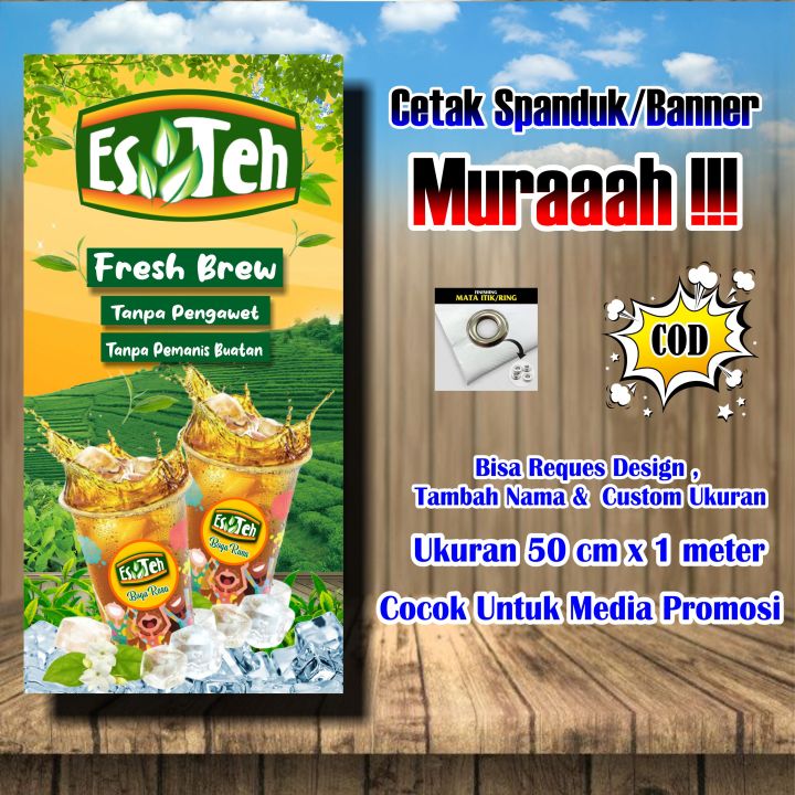 Spanduk Banner es Teh Ukuran 1 meter x 50 cm | Lazada Indonesia