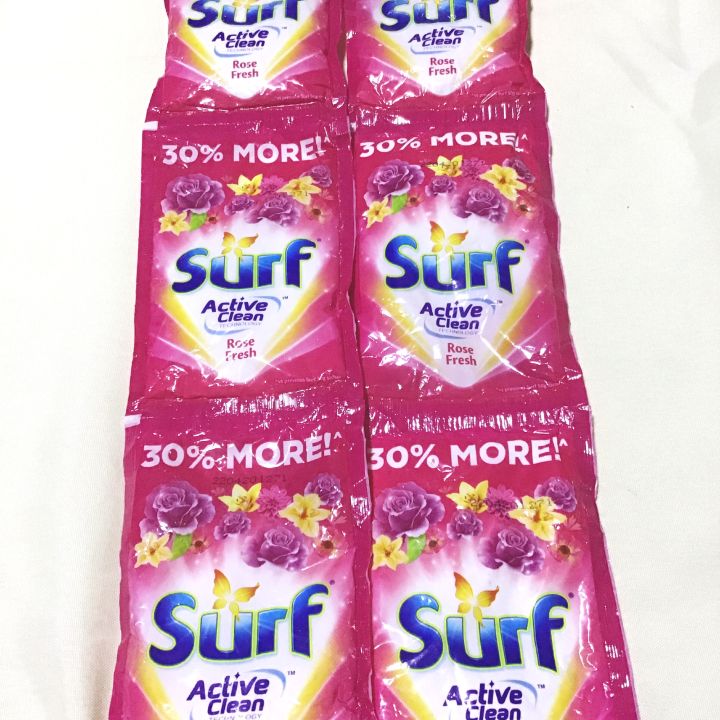 Surf Powder Rose Fresh 390g. (6 sachets x 65g.)with Active Clean ...