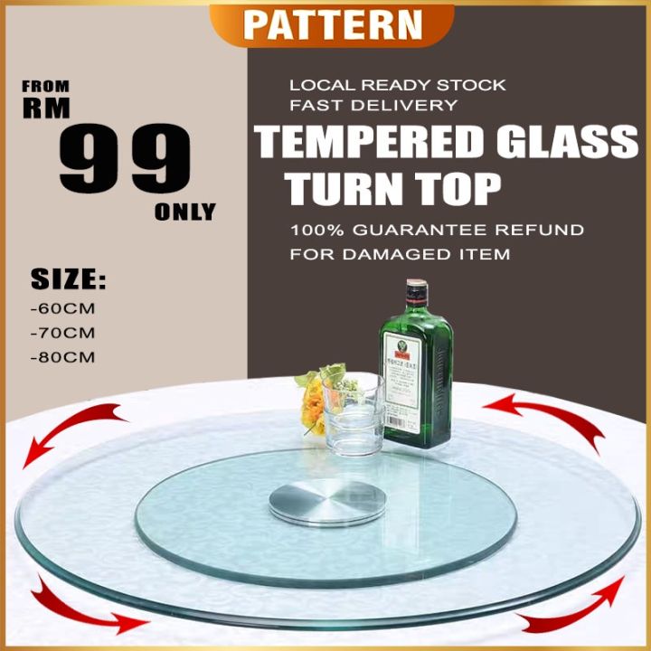 Meja Makan Kaca Tempered Glass Rotating Top Table Turn Top Lazy Susan ...