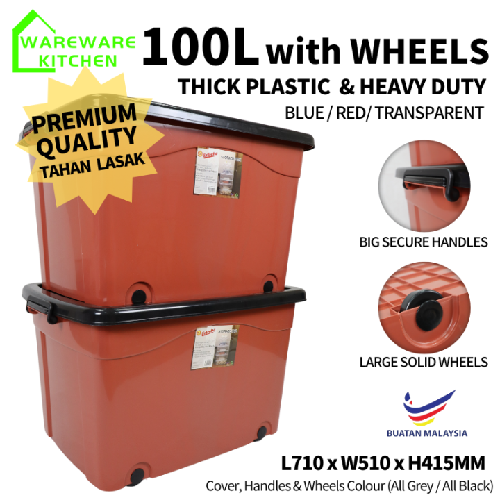100 Litre Storage Box with Wheels/ Kotak Simpanan dengan Roda/ Bekas ...