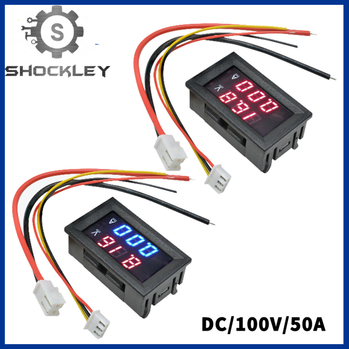 Shockley DC 100V 50A Voltmeter Ammeter LED Amp Dual Voltage Meter Gauge ...