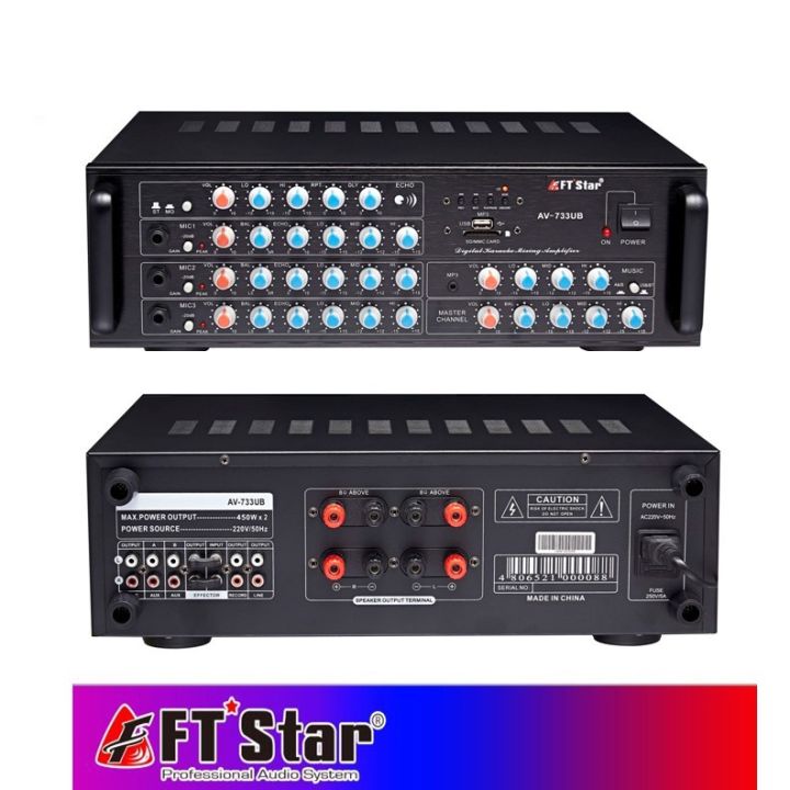 FT-Star AV-733 450W X 2 Karaoke Mixing Amplifier (Black)With USB And ...