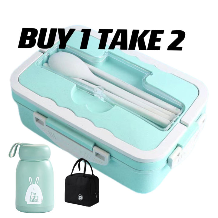 (BUY 1 TAKE 2) Eco Friendly Wheat Straw Lunch Box With Cutlery And ...