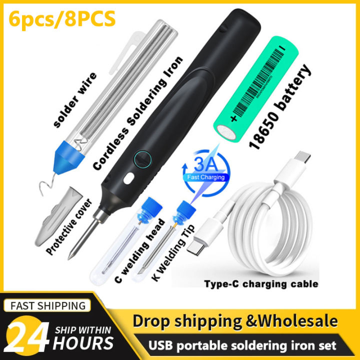 3.7V-4.2V USB Portable Electric Soldering Iron Set Wireless Lithium ...