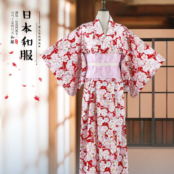 Japanese Women Original Yukata Dress Traditional Kimono With Obi