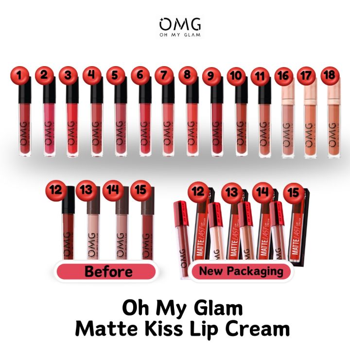ISI 12 PCS OMG OH MY GLAM MATTE KISS LIPCREAM | OMG LIP CREAM LUSINAN 1 BOX | Lazada Indonesia