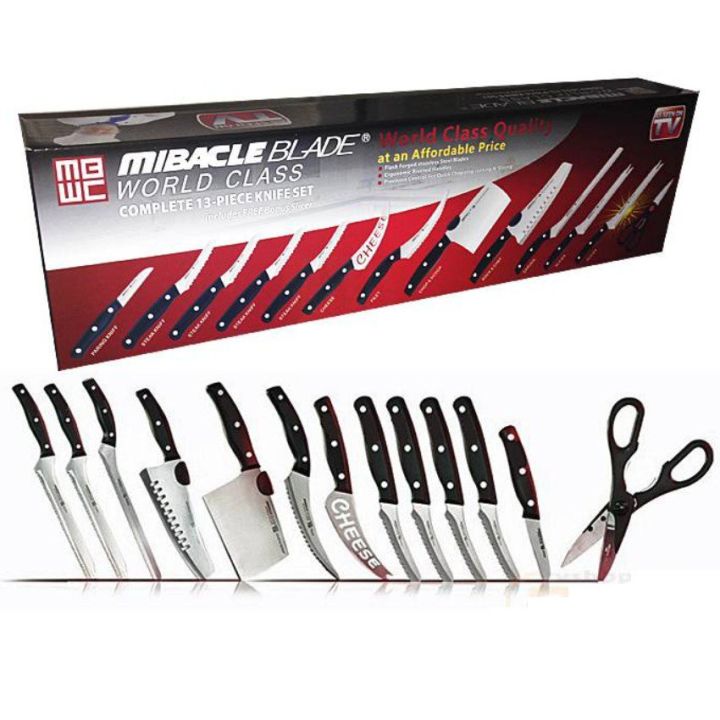 JL Miracle Blade 13 Pieces Complete Stainless Steel Steak Meat Knife ...