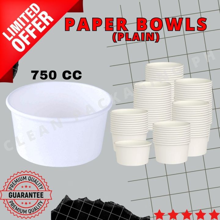 [50 PCS PER PACK] PAPER BOWL 750 CC PLAIN ENVIRONMENTAL FRIENDLY FOOD ...