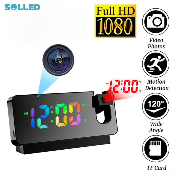 Projection Clock Camera Adjustable Angle Projector Clock Night Vision ...