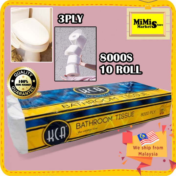 MIMI Rdy Stock Local Malaysia Toilet paper Bathroom Tissue (8000s x 3Ply X 10 Rolls) Premium ...