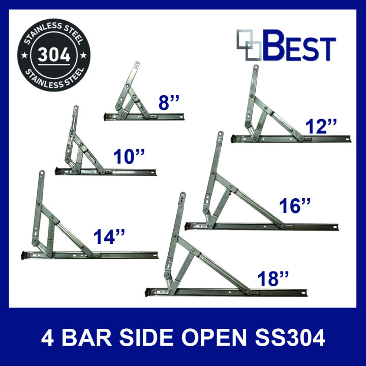 4 bar Hinge SS304 8” 10” 12” 14” 16” 18'' Side Open for Casement Window ...