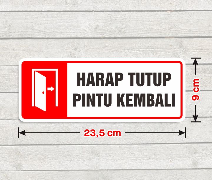 Stiker Label Sign Harap Tutup Pintu Kembali Sticker Marka Pintu Kaca Dinding 9 x 23,5 cm ...