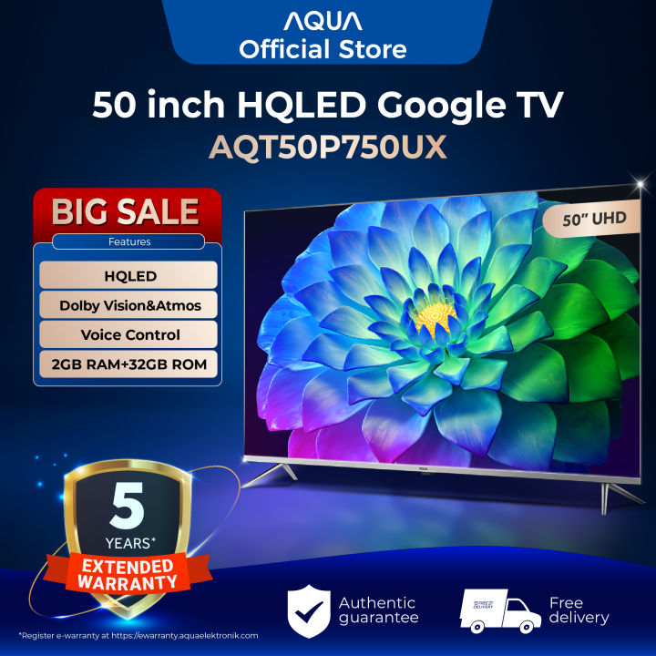 AQUA Elektronik TV 50 inch AQT50P750UX - HQLED - 4K UHD - HDR - Digital - Google TV - Bezel less ...