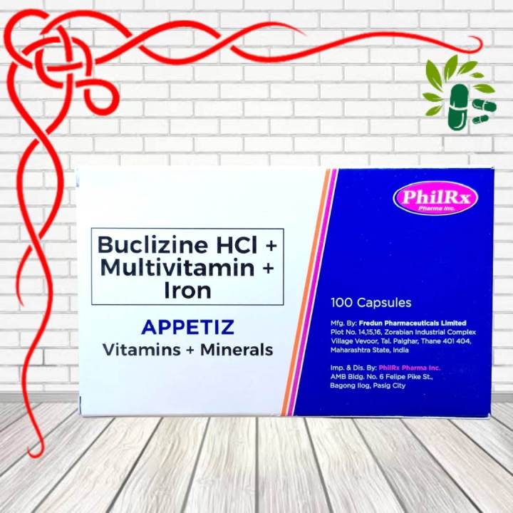 APPETIZ (Buclizine HCI + Multivitamins + Iron) 100 Capsules | Lazada PH