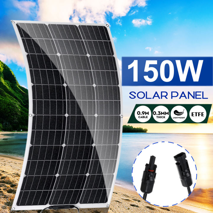 150W 18V Solar Panel Flexible Monocrystallineกันน้ำETFEเครื่องชาร์จไฟ ...