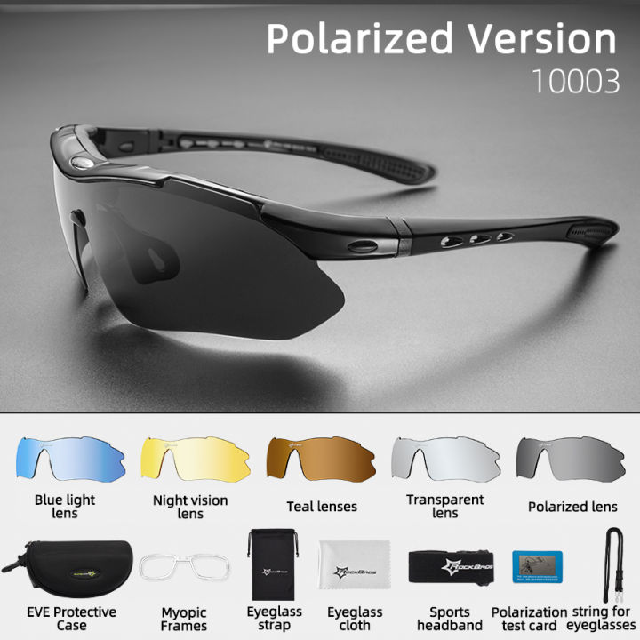ROCKBROS Polarized Sunglasses 5 Lens Anti-UV Sun Protection MTB Road ...