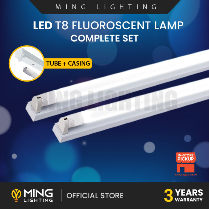 LED Fluorescent T8 4Ft Complete Set Light Lampu Kalimantang Panjang Casing Wall Ceiling Lighting ...