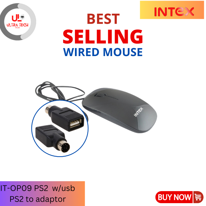 INTEX PS2 MOUSE slim OP09 Black with USB Adaptor | Lazada PH