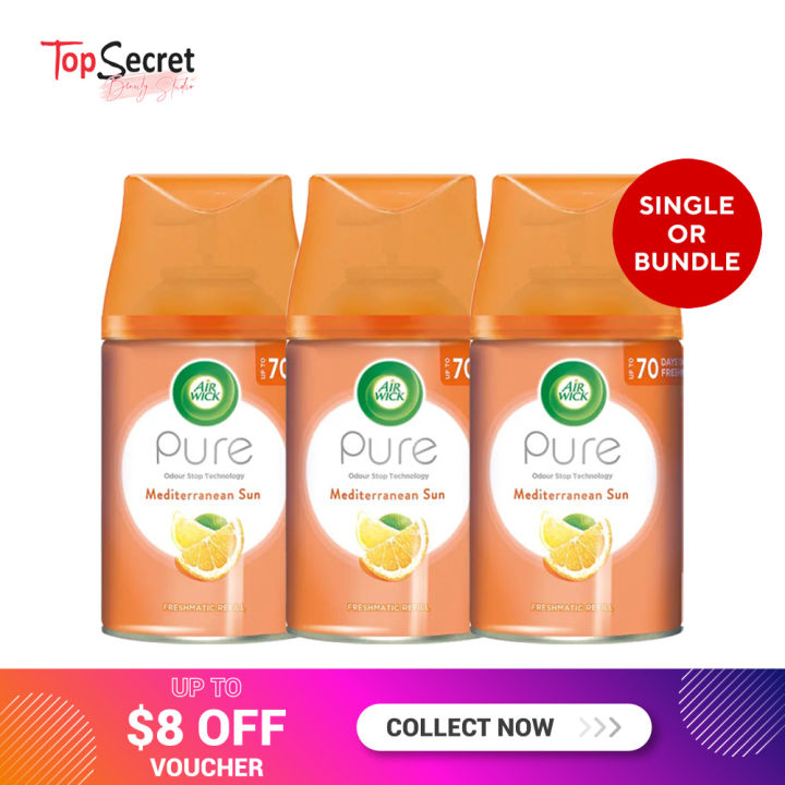 [Single/Bundle] Air Wick Mediterranean Sun Pure Freshmatic Refill 250ml ...