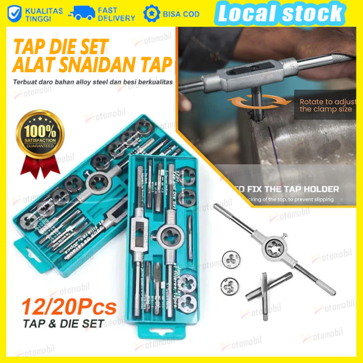 Hand Tap and Die 12/20 Pcs Set Alat Snai Dan Tap Ulir Baut Senai Die ...