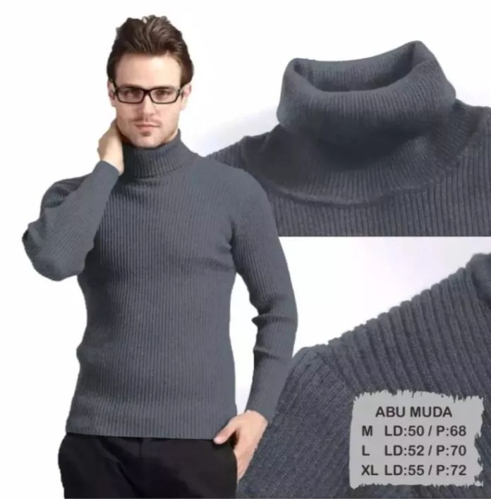 Bayar Dirumah Kaos Rib Turtle neck Tebal Kerah Tinggi Atasan Turtle ...