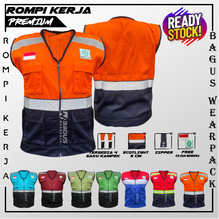 ROMPI KERJA / ROMPI SAFETY K3 / PAKAIAN KERJA / BAJU PROYEK / MENYALA ...