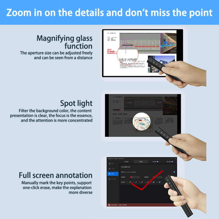 2.4G Rechargeable Wireless PowerPoint Presenter Clicker With Laser ...