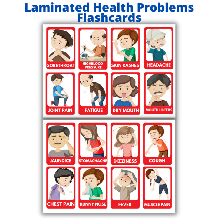 Health Problems Laminated Flashcards for Kids and Learners | Lazada PH