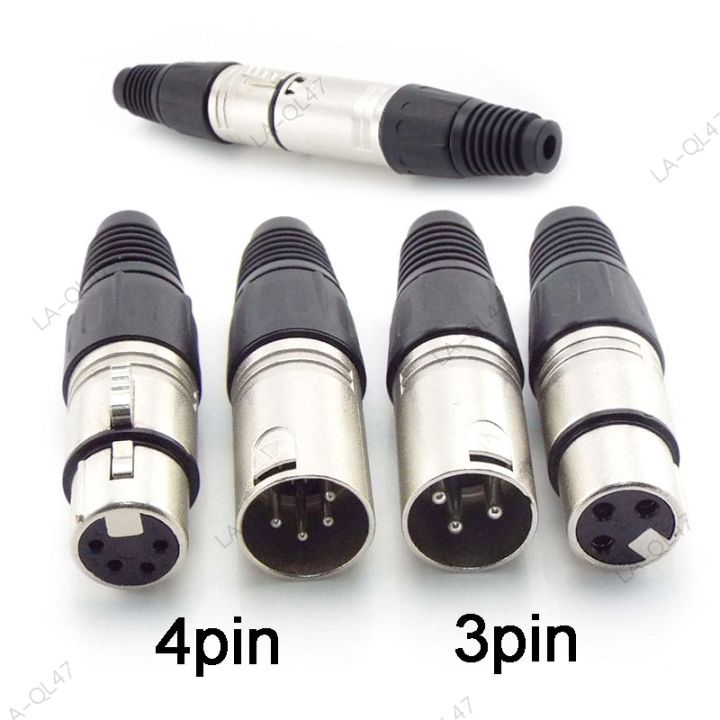 3 Pin 4 pin core XLR power Connector Adapter male female Audio Cable ...