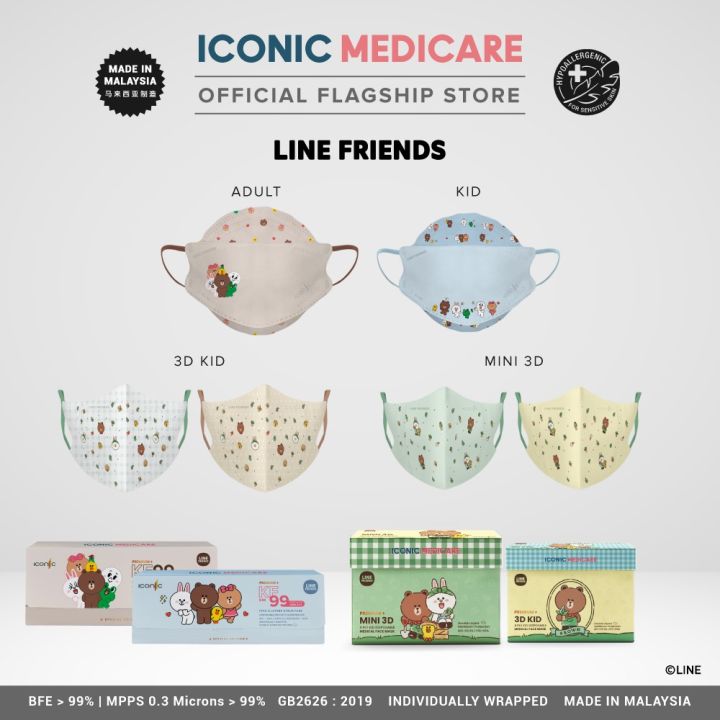 Line Friends Iconic Medicare KF99/4PLY/3D Protective Respirator ...