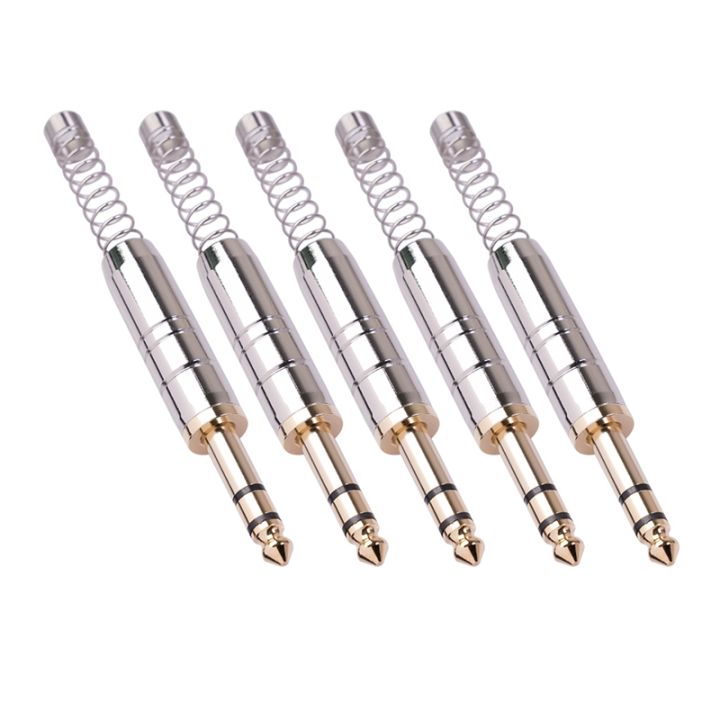 (QJEV) 5PC 6.35mm Stereo Audio Jack Amplifier Microphone Plug 6.35 ...