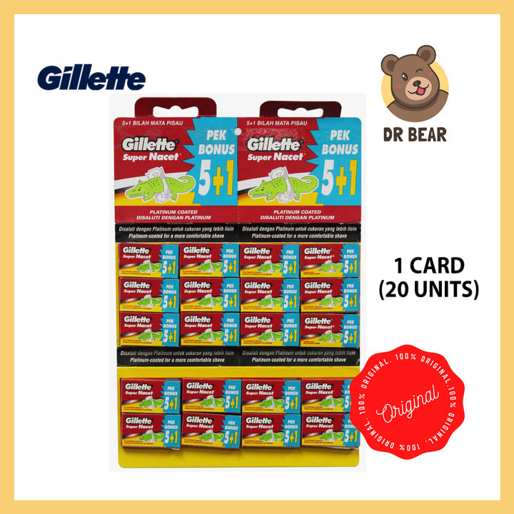 Gillette Super Nacet 5+1 Blades Genuine (20 boxes; 1 Card) | Lazada