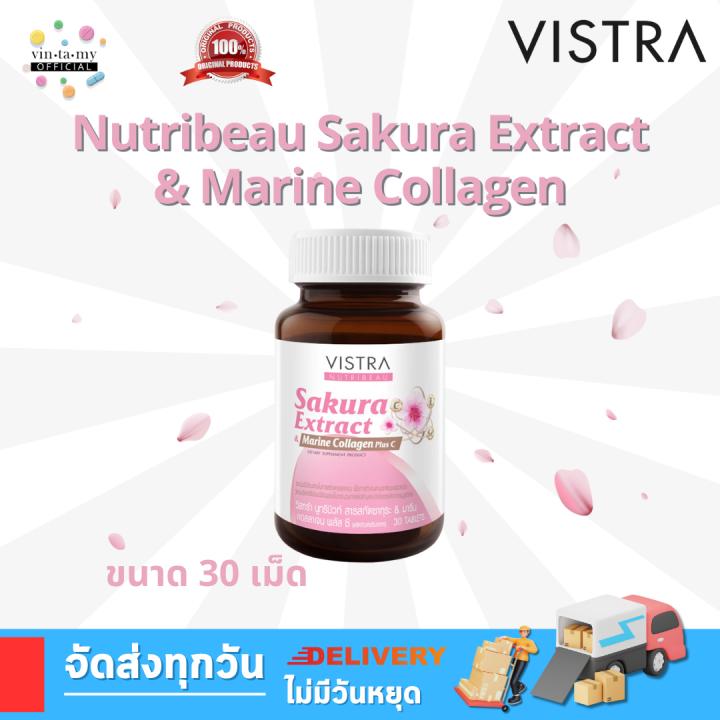 สินค้าใหม่! Vistra(วิสทร้า) Nutribeau Sakura Extract & Marine Collagen ...