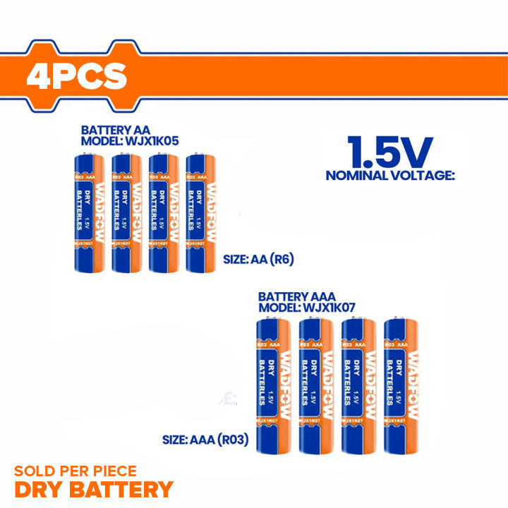 WADFOW 4PCS Dry Battery Set AA (R6) / AAA (R03) 1.5V Heavy Duty ...
