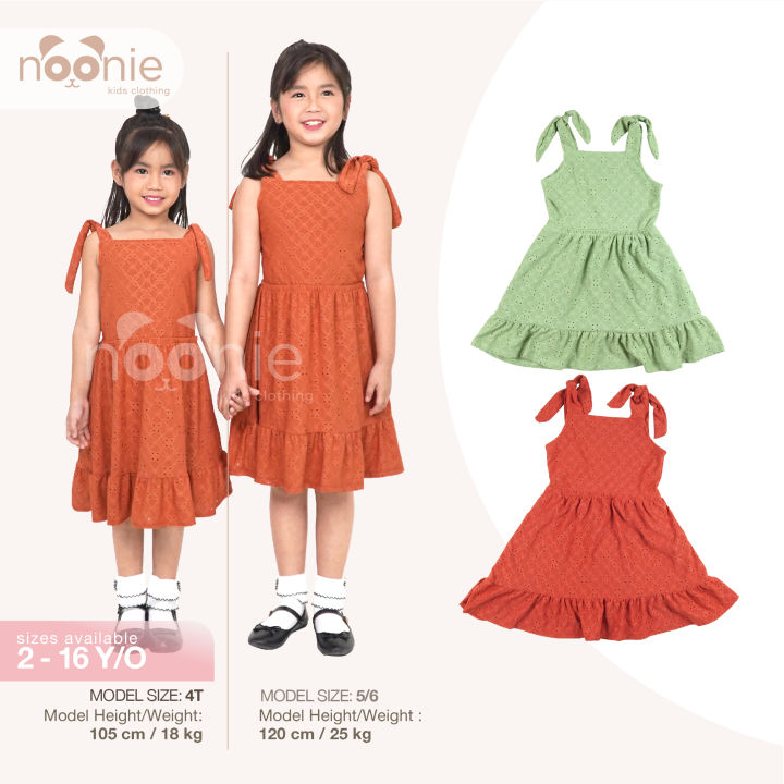 Noonie Kids - Girls Eyelet Dress with Lining - 2-16 years old - Bow ...