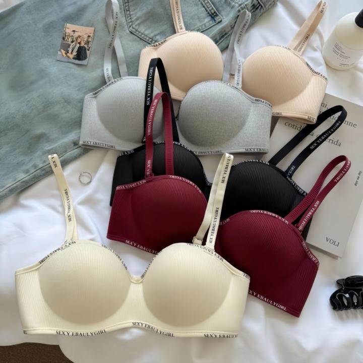 YOHOOLYO บราไร้โครง สำหรับผู้หญิง รวบรวมหน้าอกเล็ก ดันทรง ดีไซน์เรียบง่าย ระบายอากาศได้ดี ไม่มี ...