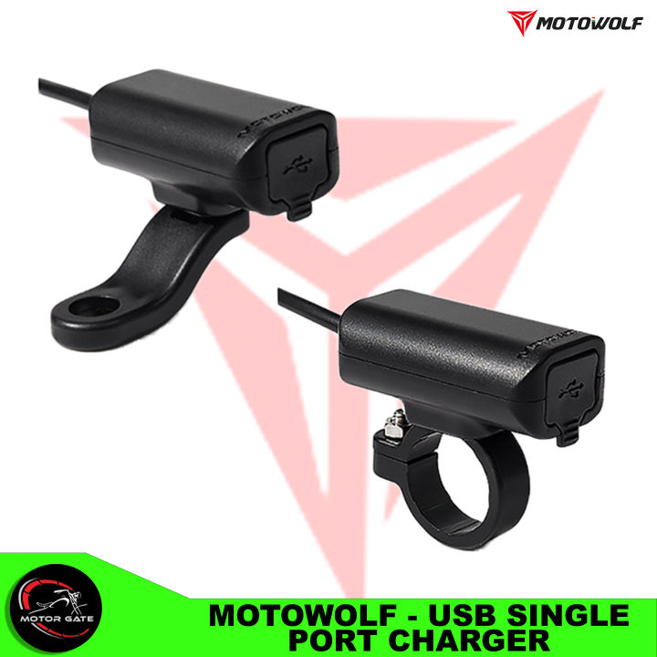 MOTOWOLF USB SINGLE CHARGER PORT FOR MOTORCYCLES (HANDLEBARS/MIRROR ...