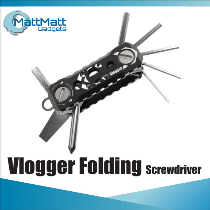 VLOGGER FOLDING SCREWDRIVER AND HEX KEY UTILITY MULTI TOOL (BLACK) | Lazada.co.th