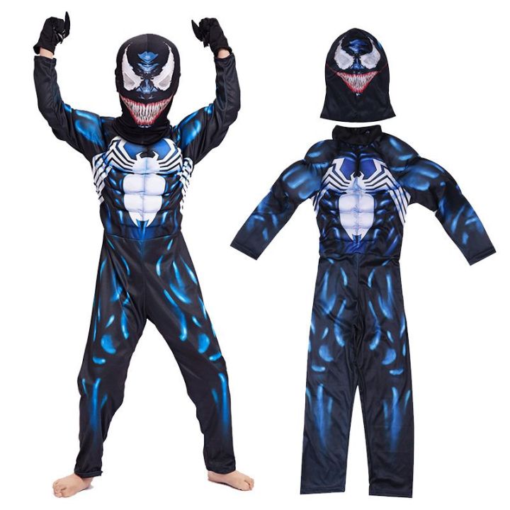 WGBชุดจั๊มสูทคอสเพลย์ซูเปอร์ฮีโร่ Venom Movie Cos Muscle พร้อมหน้ากาก ...