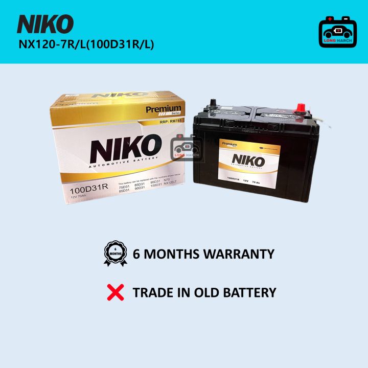 NIKO NX120-7 | NX120-7L | 100D31 | N70Z | N70ZL battery bateri Hilux Hiace Triton Storm Dmax ...