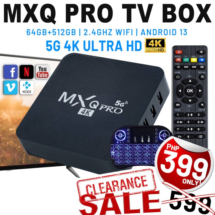 MXQ PRO 5G 4K 64GB+512GB Android Ultra HD TV Box 2.4GHz color with Touchpad TV BOX 5G Version ...