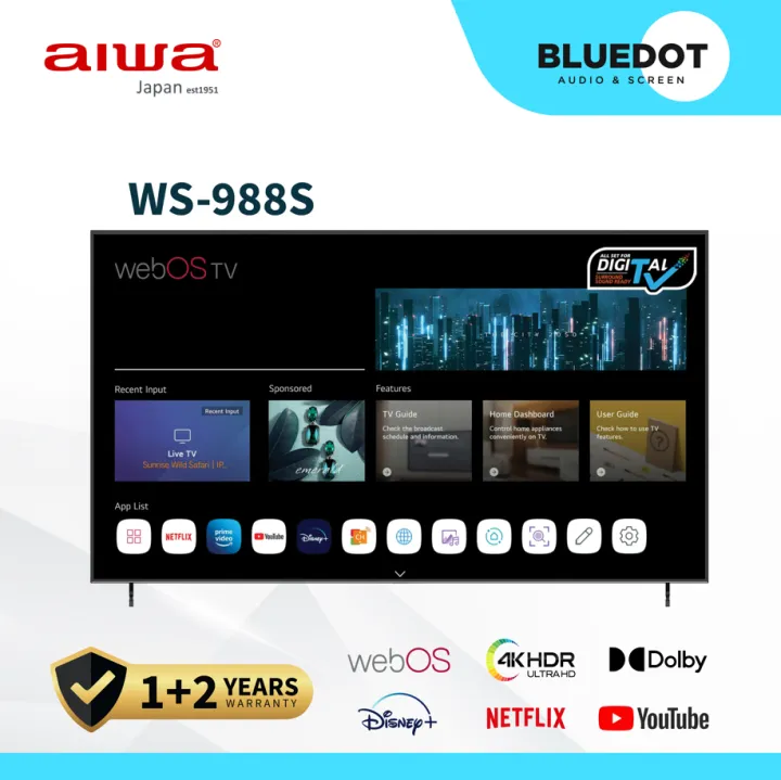 AIWA 98″ | WS-988S| 4K | WebOS Smart TV | Frameless TV | Lazada Singapore