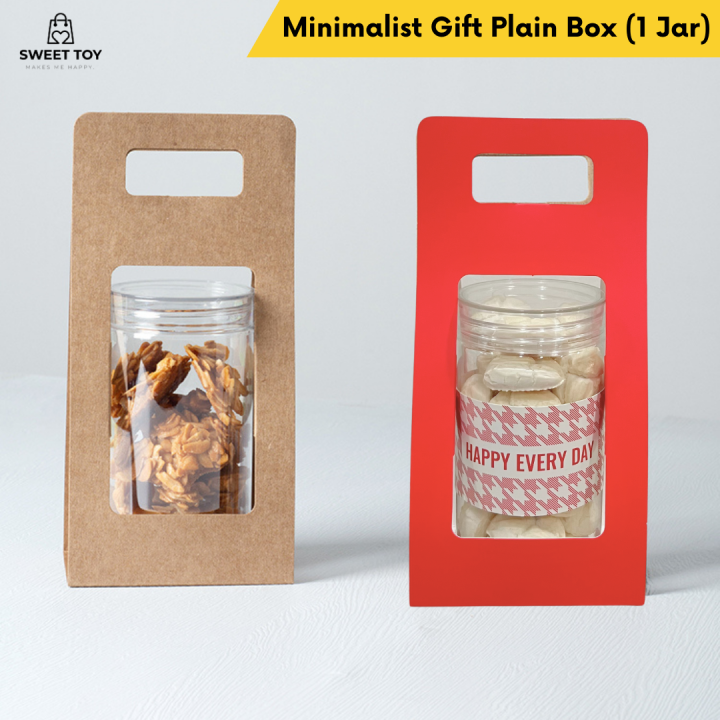 10PCS Single Holder Brown Kraft Red Handle Cookies Box Kotak Kuih ...