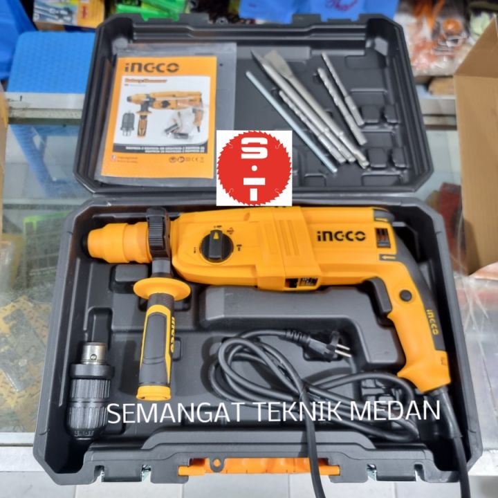 RGH9028-2 MESIN ROTARY HAMMER 26MM ADAPTOR KEPALA BOR 800 WATT INGCO ...