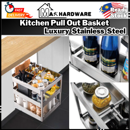 Kitchen Organizer Luxury Stainless Steel Pull Out Basket With Soft ...