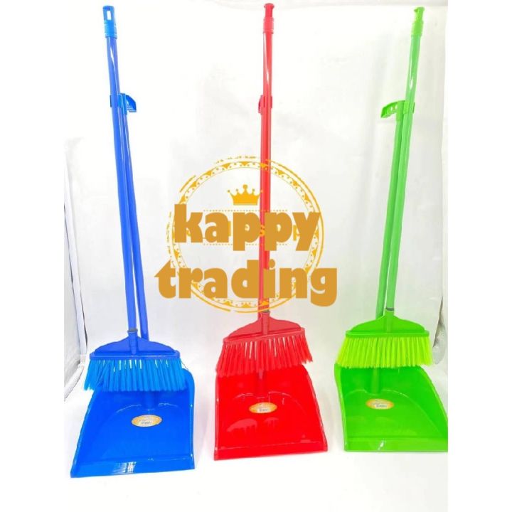 2 in 1 Plastic Broom and Dustpan Set Dust Pan with Handle Cleaning ...
